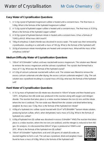 Water of Crystallisation | Teaching Resources