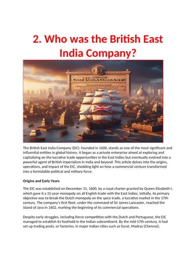 Britain India East India Trading Company | Teaching Resources
