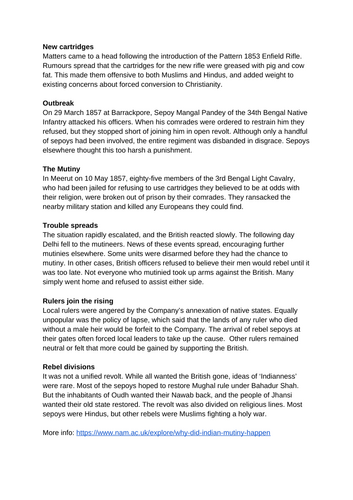 Indian Colonisation Rebellion Assessment | Teaching Resources