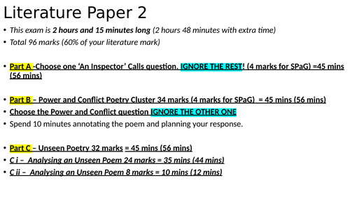 Last minute AQA Literature Paper 2 revision | Teaching Resources