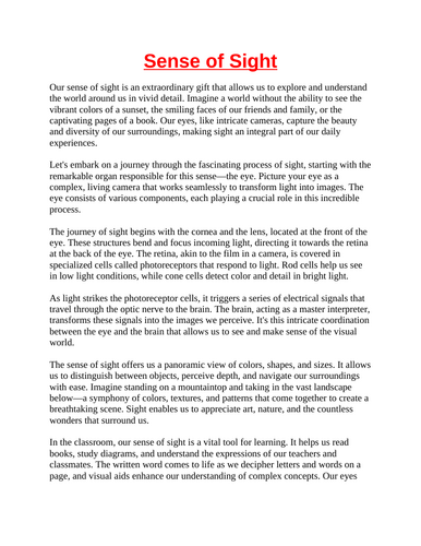 Sense of Sight : Reading Comprehension with Multiple choice Questions ...