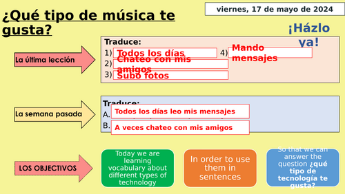 Lesson 4 Viva 2 module 2 - qué tipo de música te gusta | Teaching Resources