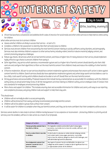 Internet Safety Teacher information | Teaching Resources