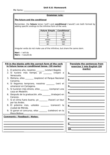 Unit 6: De paseo por el mundo hispano (Claro 2) HOMEWORK | Teaching ...