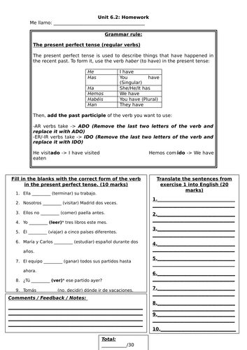 Unit 6: De paseo por el mundo hispano (Claro 2) HOMEWORK | Teaching ...