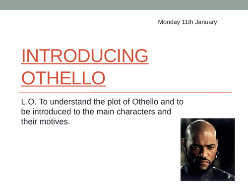 Othello Introductory Lessons A Level or GCSE | Teaching Resources