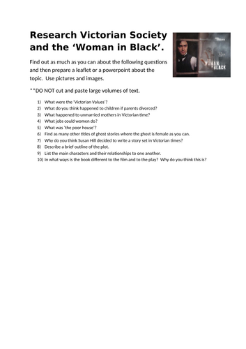 The Woman in Black context lesson | Teaching Resources