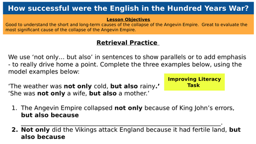 AQA GCSE History lesson on 100 Years War (Migration) | Teaching Resources