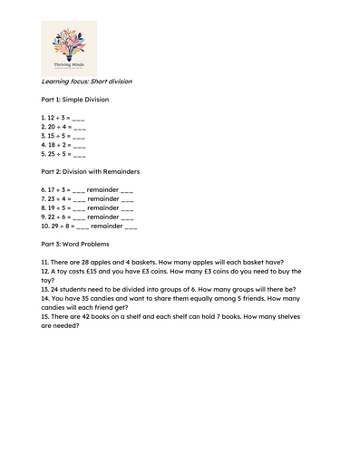 Year 4 Operations Worksheet Bundle | Teaching Resources