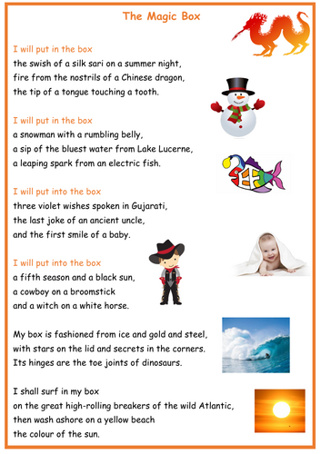 The Magic Box Poetry Unit KS1, teaching slides, activity sheet and poem ...