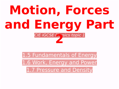 CIE IGCSE Physics - Motion, Forces and Energy - Topic 1 - Complete Set ...