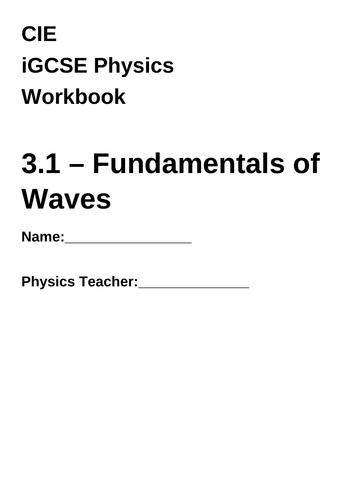 CIE IGCSE Physics - Waves - Topic 3 - Complete Set Of Resources ...