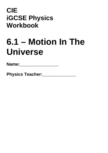 CIE IGCSE Physics - Space Physics - Topic 6 - Complete Set Of Resources ...