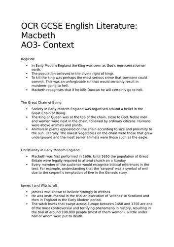 Macbeth- Context | Teaching Resources