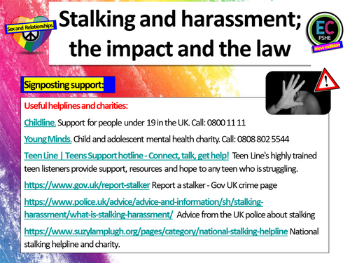 Stalking, Harassment + Law PSHE | Teaching Resources