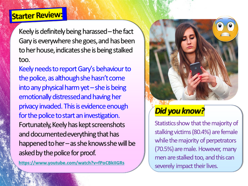 Stalking, Harassment + Law PSHE | Teaching Resources