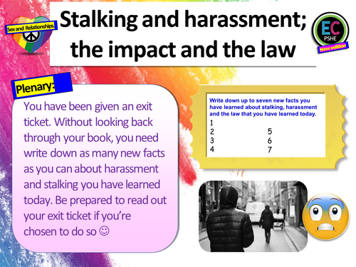 Stalking, Harassment + Law PSHE | Teaching Resources
