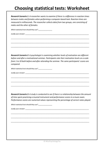 A-LEVEL PSYCHOLOGY: Statistical tests | Teaching Resources