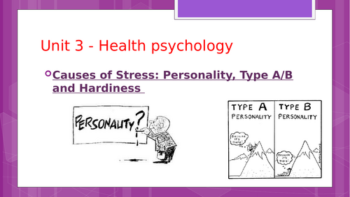 BTEC Applied Psychology Unit 3- B1 -Stress | Teaching Resources