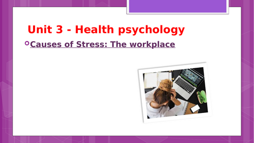 BTEC Applied Psychology Unit 3- B1 -Stress | Teaching Resources