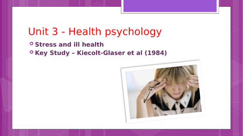 BTEC Applied Psychology Unit 3- B1 -Stress | Teaching Resources
