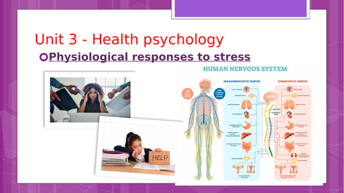 BTEC Applied Psychology Unit 3- B1 -Stress | Teaching Resources