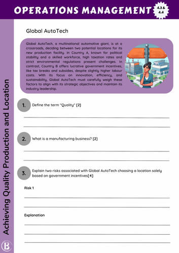 IGCSE Business Unit 4.3 and 4.4: Achieving Quality Production and ...