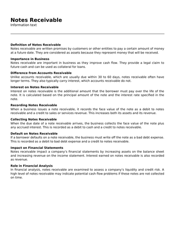 Notes Receivable | Teaching Resources