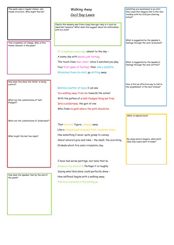 Walking Away comprehension worksheet | Teaching Resources