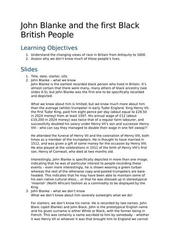 KS3 The First Black British People History Lesson - Black Tudors ...