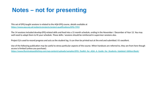 AQA EPQ Taught element: Lesson 13 The presentation | Teaching Resources AQA EPQ Taught element: Lesson 13 The presentation | Teaching Resources