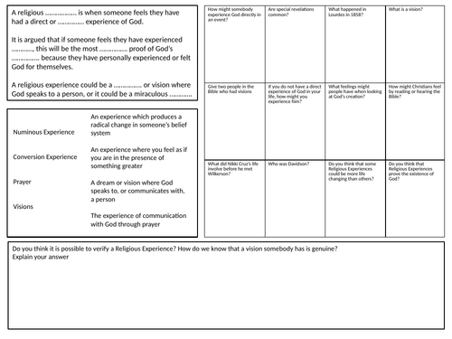 Do Religious Experiences prove the existence of God | Teaching Resources