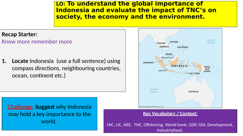 The Changing Economic World - NEE Case Study - Indonesia- Scheme of ...