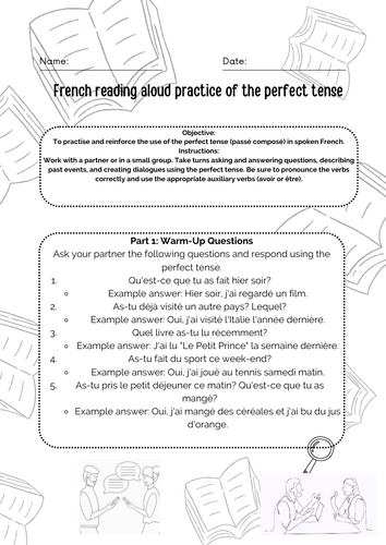 French reading aloud practice on the perfect tense | Teaching Resources