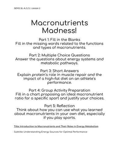 NEW IB Sports Science Course: A.2.1. & A.2.2. SL. Slides, worksheets ...