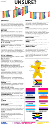 LGBT+ Jargon Buster/Crib Sheet | Teaching Resources