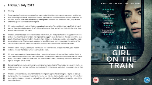 AQA Structure - Girl on the Train | Teaching Resources