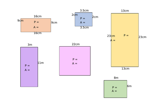 Perimeter And Area Of Squares And Rectangles Teaching Resources