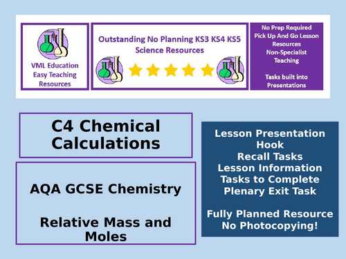 AQA GCSE Chemistry Relative Masses and Moles Mr Full Lesson Presentation and Resources ...