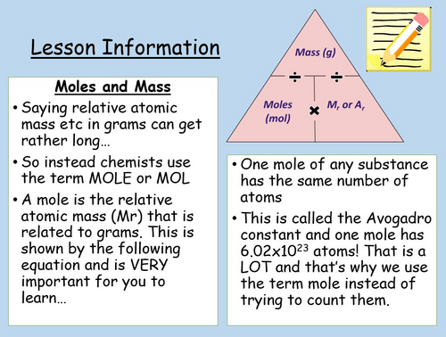 AQA GCSE Chemistry Relative Masses and Moles Mr Full Lesson ...