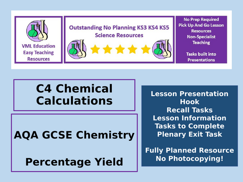 AQA GCSE Chemistry Percentage Yield Full Lesson Presentation and ...