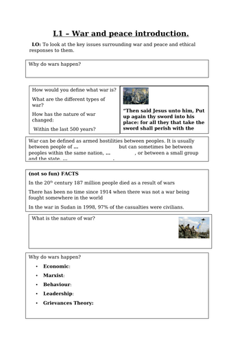 Complete booklet for A level edexcel Philosophy and Ethics - war and ...