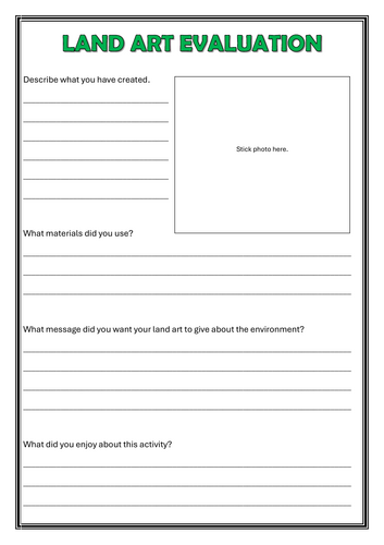 Land Art/ Earth Art Project - Lesson 4 - Evaluating! | Teaching Resources