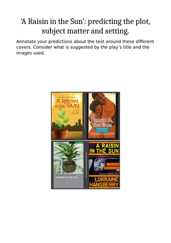 A Raisin in the Sun by Lorraine Hansberry SoW | Teaching Resources