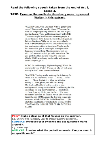 A Raisin in the Sun by Lorraine Hansberry SoW | Teaching Resources