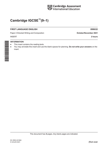 Cambridge Igcse First Language Paper 2 Directed Writing Teaching Resources