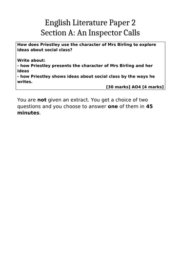 An Inspector Calls essay planning on characters and themes | Teaching ...