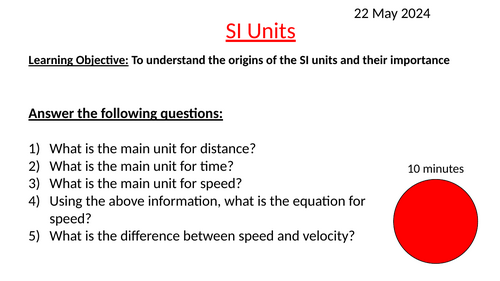 AQA A Level Physics Topic 1 - SI Units | Teaching Resources