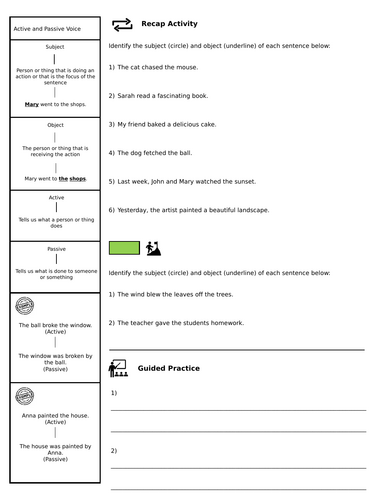 Active and Passive Voice Mini-Lesson | Teaching Resources