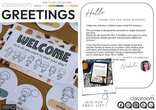 Wild Animal Zoo Theme Classroom Decor Morning Greetings Pack | ZOO ...